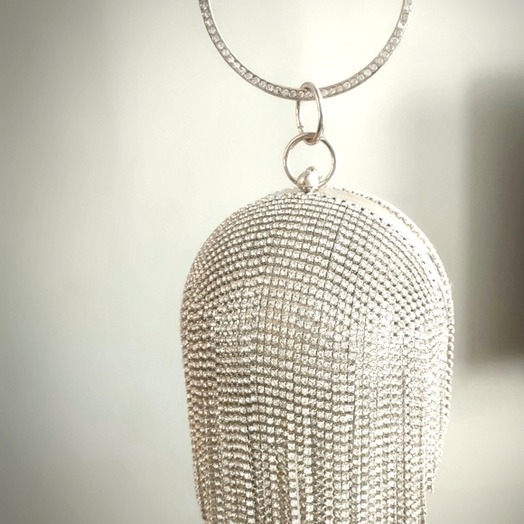 Source Unknown | Bags | Amazing Silver Sparkling Ball Purse Wristlet ...